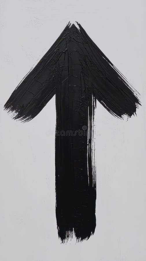 Bold Black Arrow Painted on a White Background, Symbolizing Direction ...
