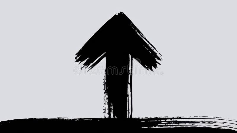 Bold Black Arrow Symbol on a Light Gray Background, Signifying ...