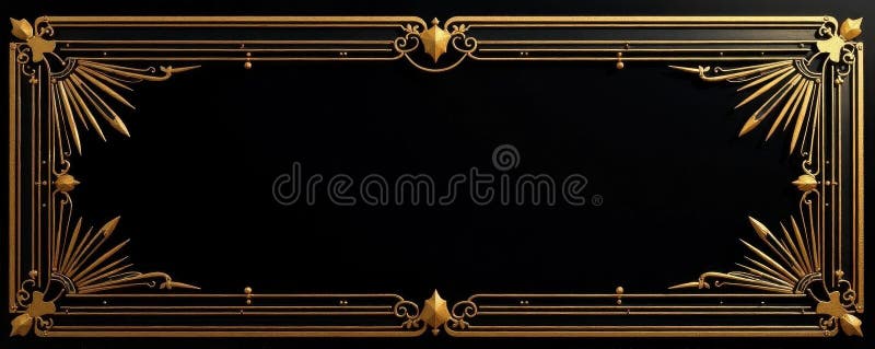 Bold Black Art Deco Frame, Sharp Lines, Sunburst Detail , Sunburst ...