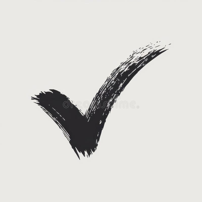 Bold Black Brushstroke Check Mark Symbol on a Soft Background. Stock ...