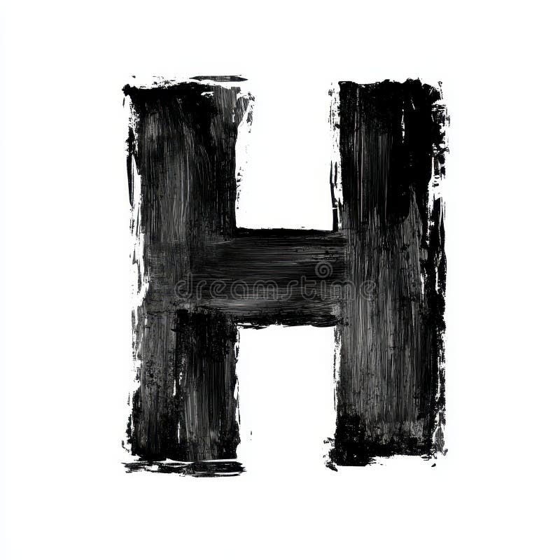 A Bold, Black Brushstroke Letter "H" on a White Background, Emphasizing ...