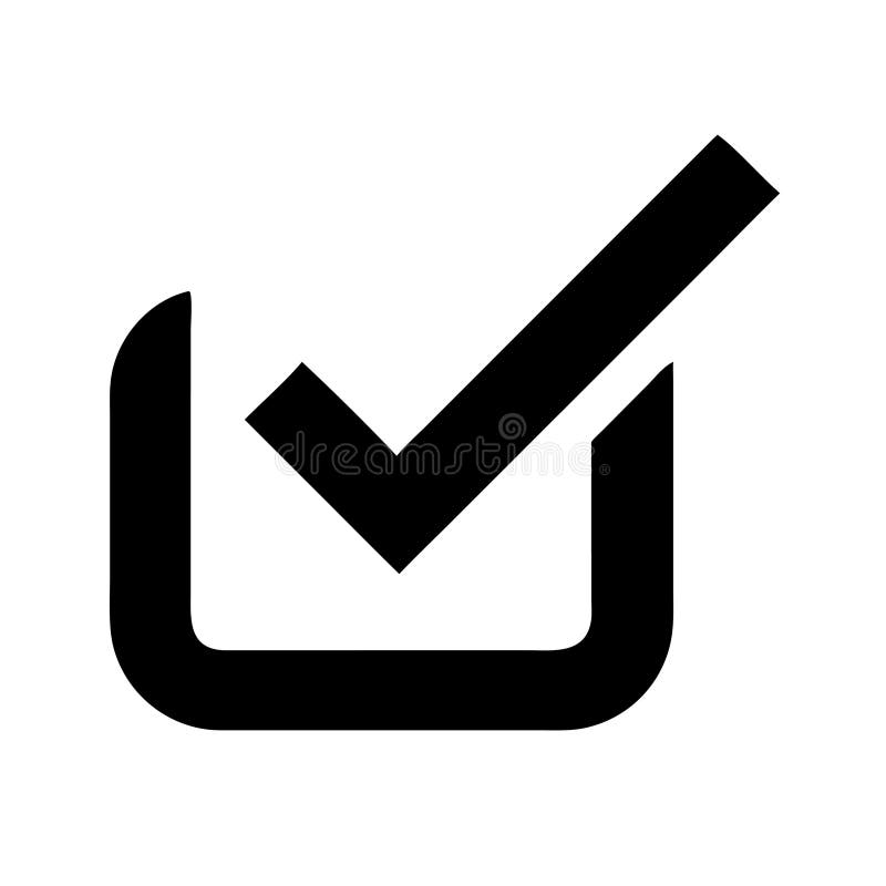Bold Black Check Mark Symbol in Square Box on White Stock Illustration ...