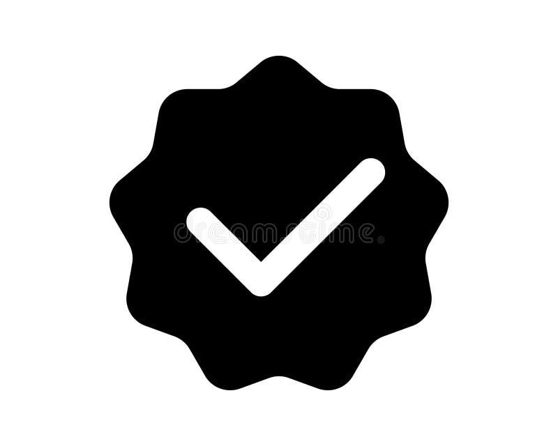 Bold Black Checkmark Icon Inside a Stylized Badge. Perfect for App ...