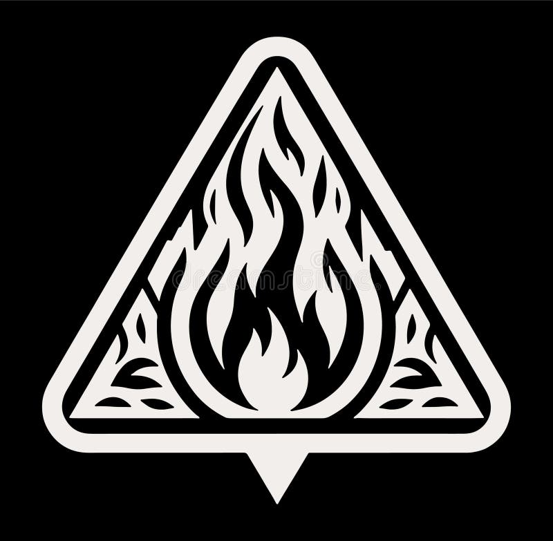 Vector, Bold Flame Icon in a Triangle Warning Style. Stock Vector ...
