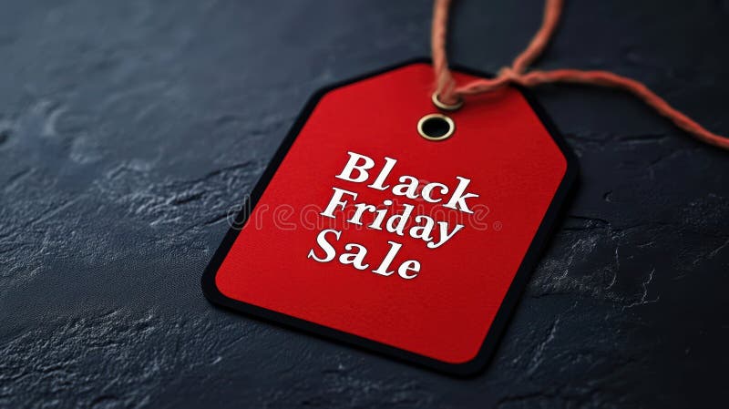 Bold Black Friday Sale Text on Red and Black Tag for Shopping Promotion ...