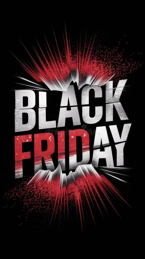 Bold Black Friday Text with Explosion Effect on Black Background Stock ...