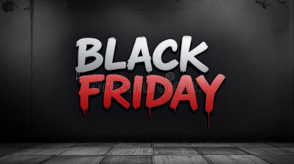 Bold Black Friday Wall Graffiti with Dripping Red and White Letters ...