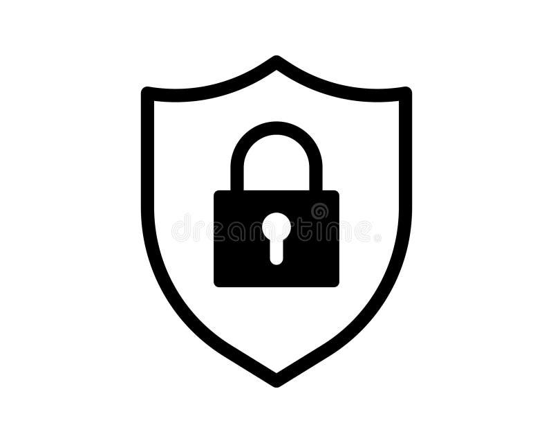 Bold Black Icon of a Padlock Inside a Shield, Representing Security ...