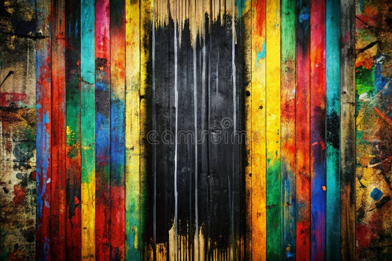 Bold Black Ink Brush Strokes Background with Geometric Punk Border and ...