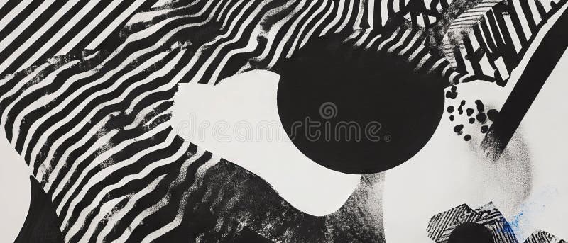 Bold Black Ink Patterns Create Striking Negative Space on a White ...