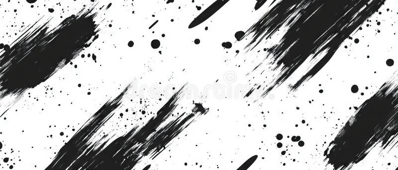 Bold Black Ink Strokes Create a Striking Grunge Seamless Pattern on a ...