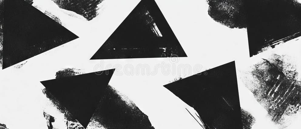 Bold Black Ink Triangles Create a Dynamic Pattern on a Crisp White ...