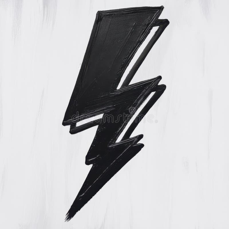 A Bold Black Lightning Bolt Design on a Textured White Background ...