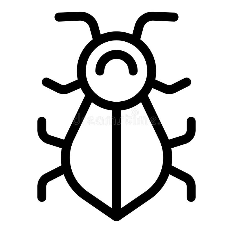 Bold Black Line Beetle Icon Representing Insects and Bugs Stock ...