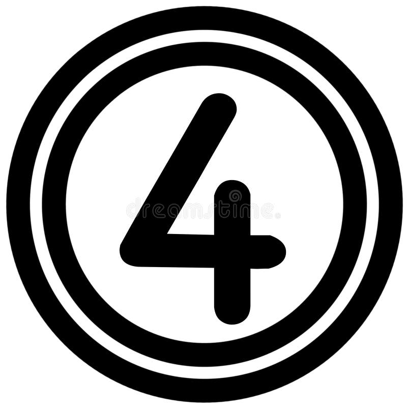 Bold Black Number Four in a Circular Design Suitable for Textile Prints ...