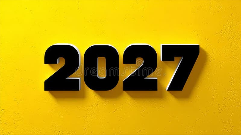 2027, Bold Black Numbers with White Border and Drop Shadow on a Vibrant ...