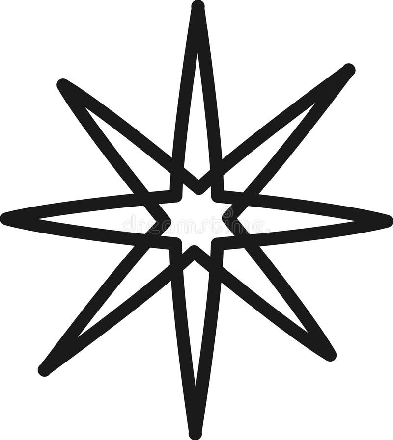 Bold Black Outline Forming an Eight Pointed Star with a Smaller Star at ...