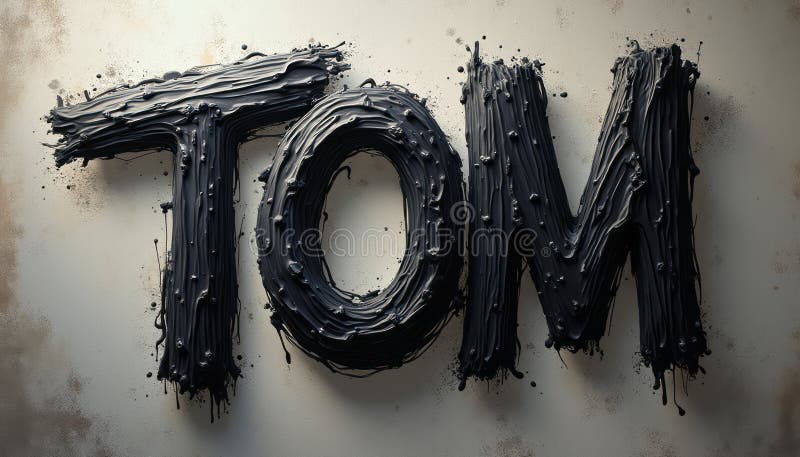 Bold Black Paint Spelling TOM on a Textured Wall Stock Image - Image of ...