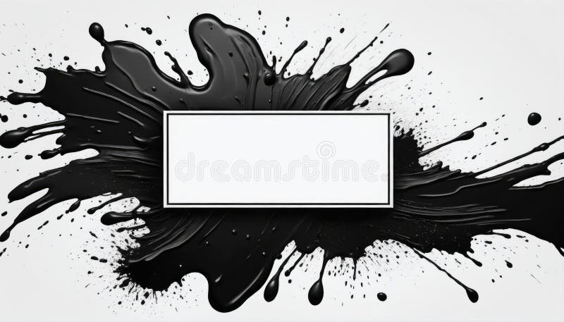 Abstract Black Paint Splash with Blank Rectangle for Creative Design ...