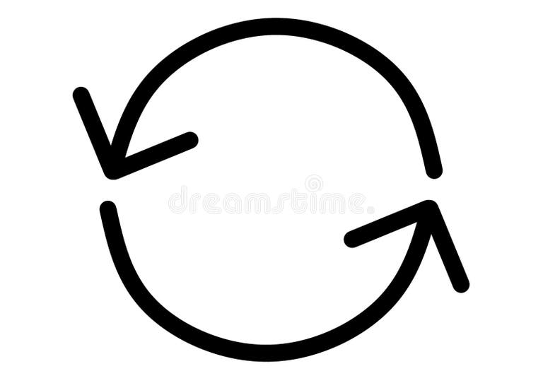 A Bold Black Pair of Looping Arrows Symbol Sign White Backdrop Stock ...