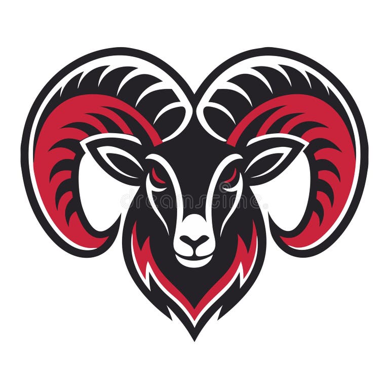 Bold Black and Red Ram Head Vector Design Suitable for Tattoos and Merchandise Stock ...