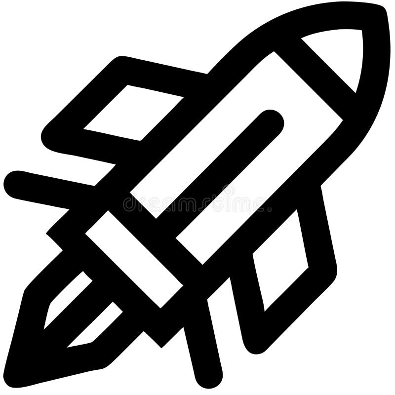 Bold Black Rocket Pencil Vector Illustration for Creative Design ...