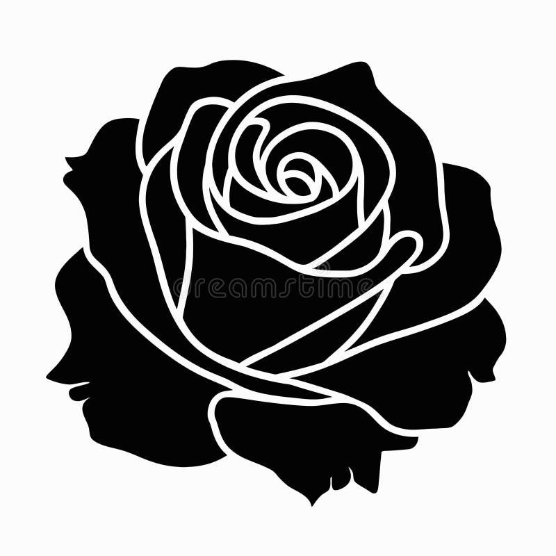 A Bold Black Silhouette of a Rose Stock Illustration - Illustration of ...