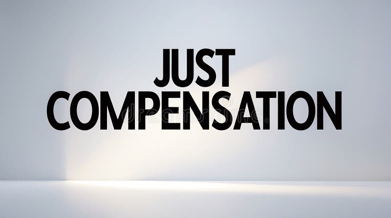 Bold Black Text Just Compensation on a Simple, Well-lit Background ...