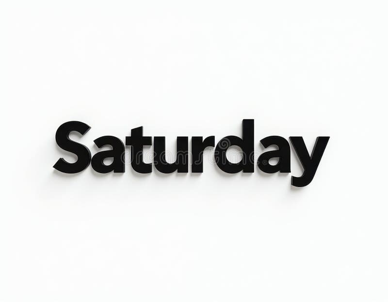 Bold Black Text of Saturday on a Clean White Background. Stock ...