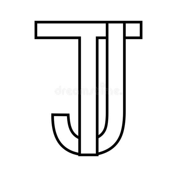 Bold Black TJ Monogram, Modern Initials in Geometric Design Stock ...