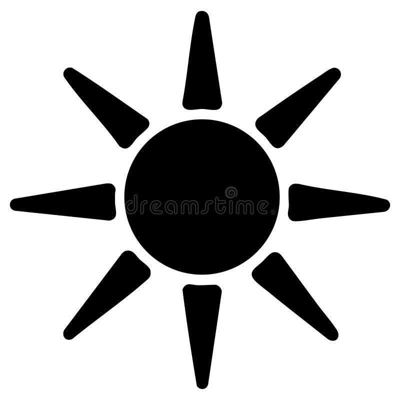 Stylized Black Vector Silhouette of a Sun with Sharp Rays Stock ...