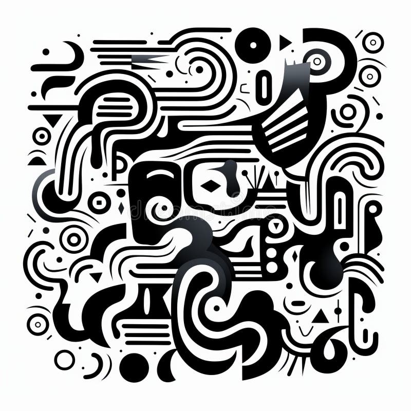 Bold Black and White Abstract Design: a Simple Doodle Poster Stock ...