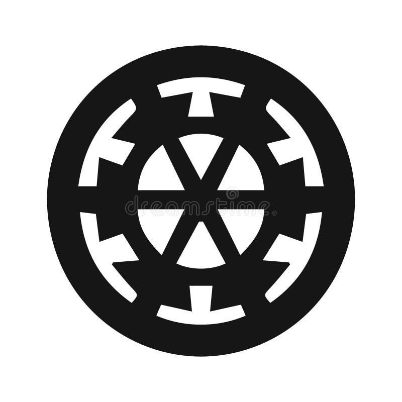 Geometric Wheel Symbol – Black and White Radial Pattern Industrial Logo ...