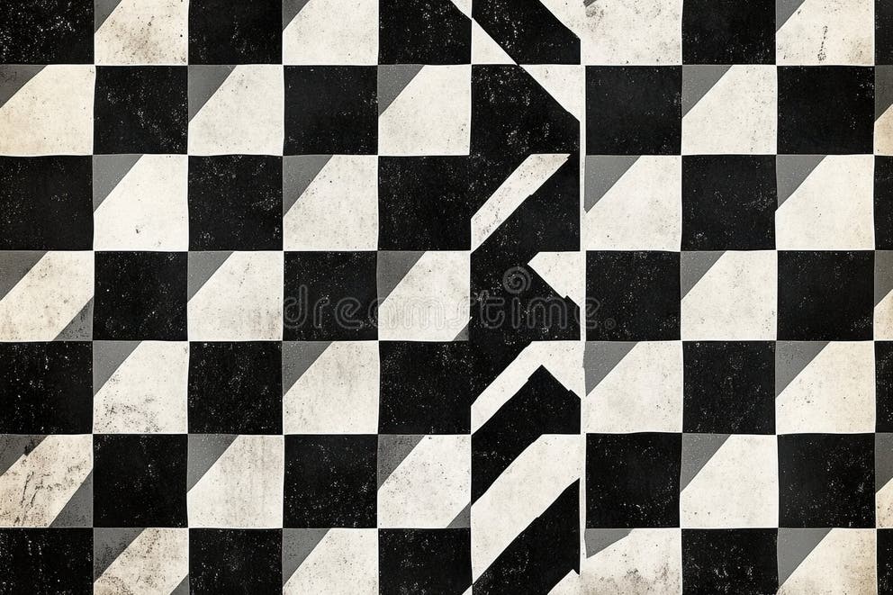Bold Black and White Diagonal Stripes and Checkerboard Pattern Create a ...