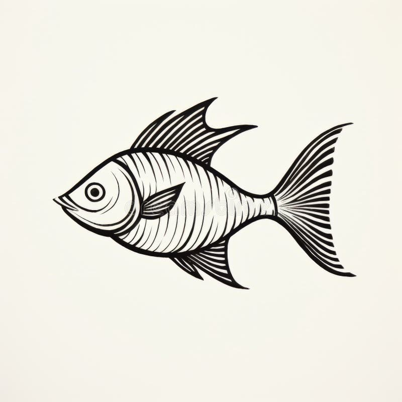 Bold Black and White Fish Vector Illustration Stock Illustration ...