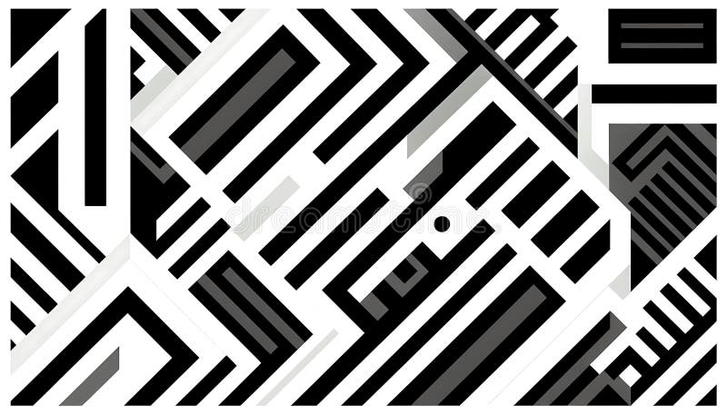 Bold Black and White Geometric Pattern with Clean Stock Illustration ...