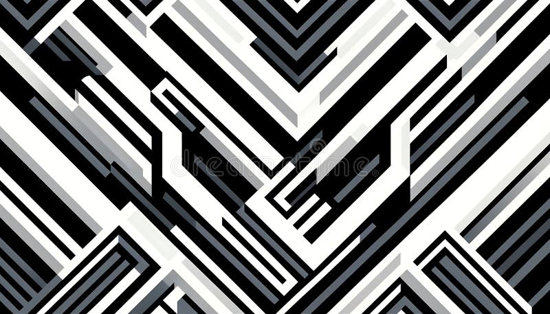 Bold Black and White Geometric Pattern with Clean Stock Illustration ...