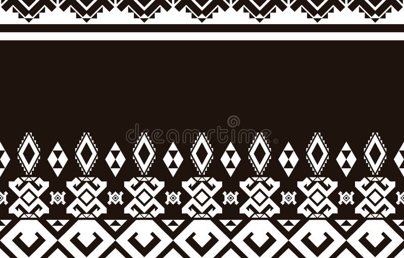 Bold Black and White Geometric Tribal Pattern Seamless Border Design ...