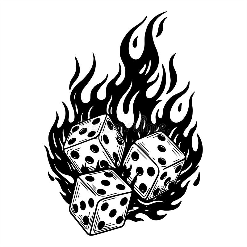 Burning Dice Illustration stock vector. Illustration of drawing - 387376148