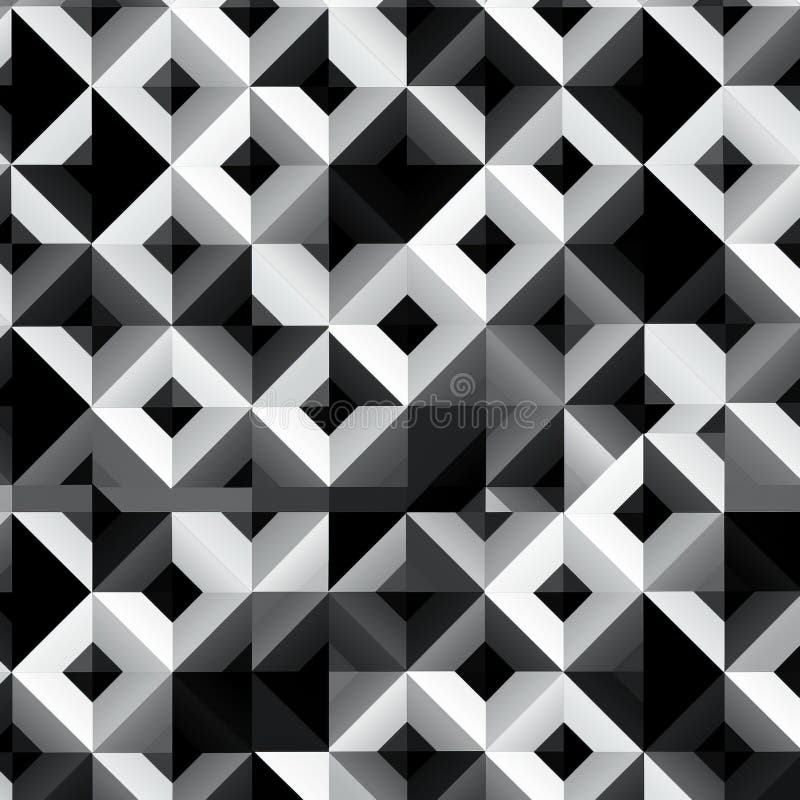 Bold Black and White Square Pattern with Cubist Multifaceted Angles ...
