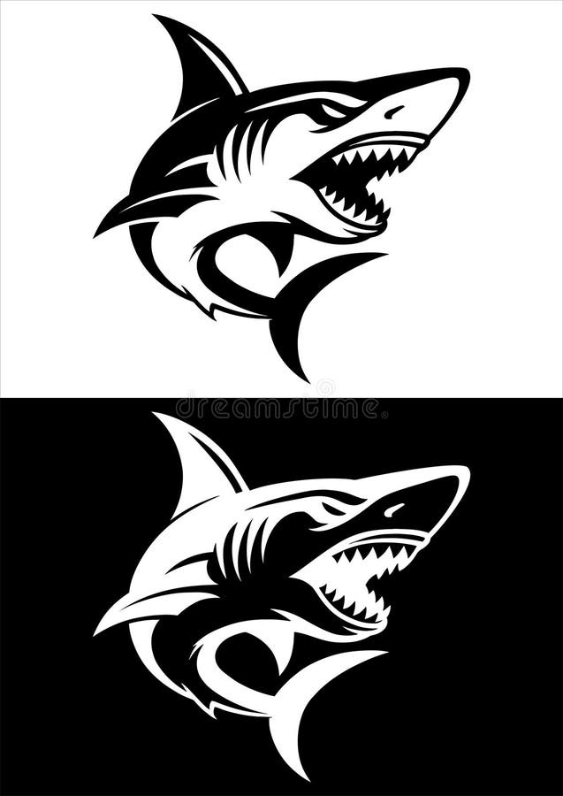 Shark Fish Vector Line Art Design Stock Illustration - Illustration of ...