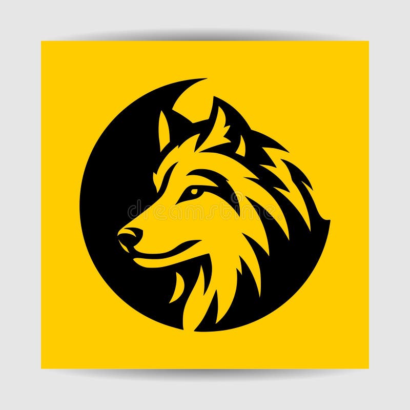 Bold Black Wolf Head Logo stock vector. Illustration of monochrome ...
