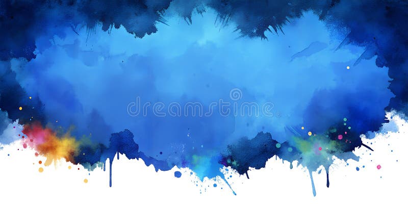 Bold Blue and Black Ink Splatters on White Background Creating a Stark ...