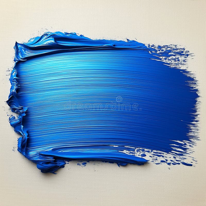 Bold Blue Brush Stroke on White Canvas- Artistic Paint Texture with ...