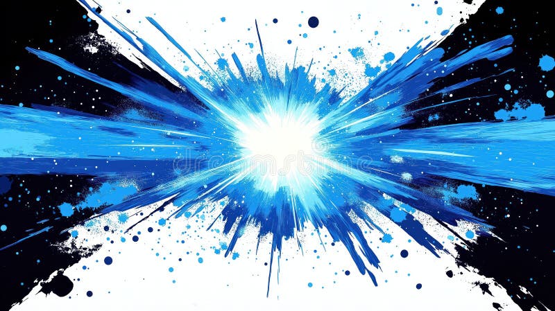 Bold Blue Burst Effect Isolated on White Background. Abstract, Dynamic ...