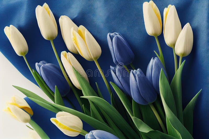 Bold Blue and Delicate Yellow Tulip Flower in Single Combination. Stock ...