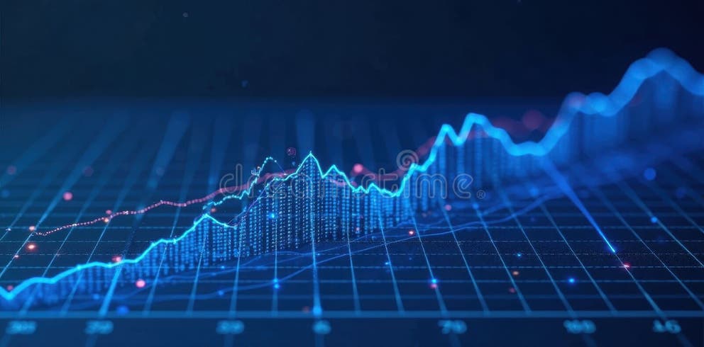 Bold Blue Line Graph on a Full Page Blue Grid Square Pattern , Notebook ...