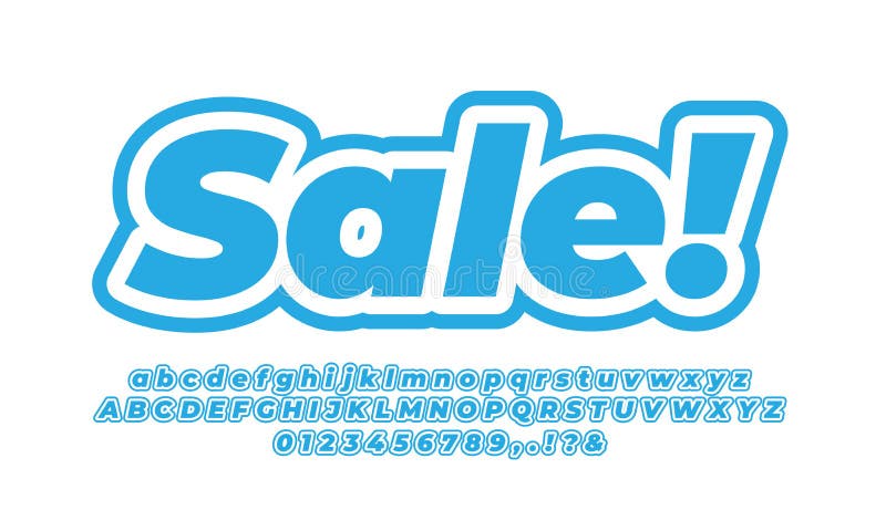 Bold Blue with Outline Letter Number or Font Effect Design Stock Vector ...