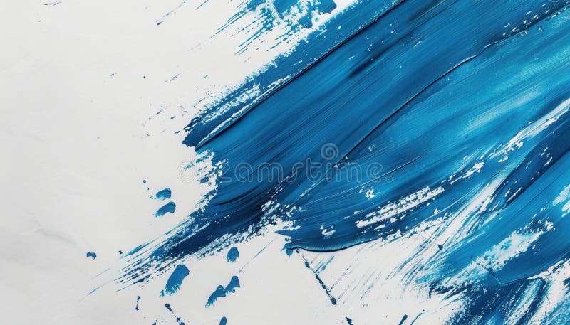 Abstract Blue Paint Strokes on a White Canvas, Showcasing Vibrant Color ...