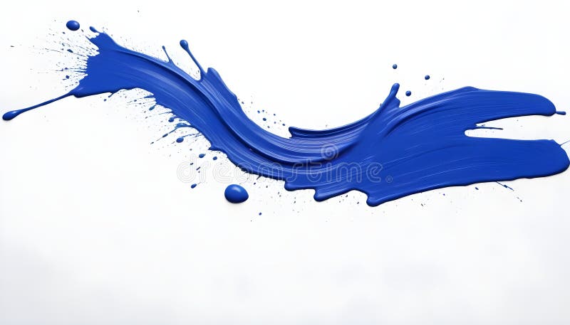 Bold Blue Stroke of Paint with Brush Marks on a White Background Stock ...